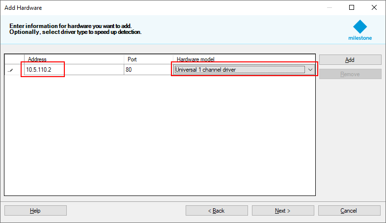 Adding in XProtect Management Client